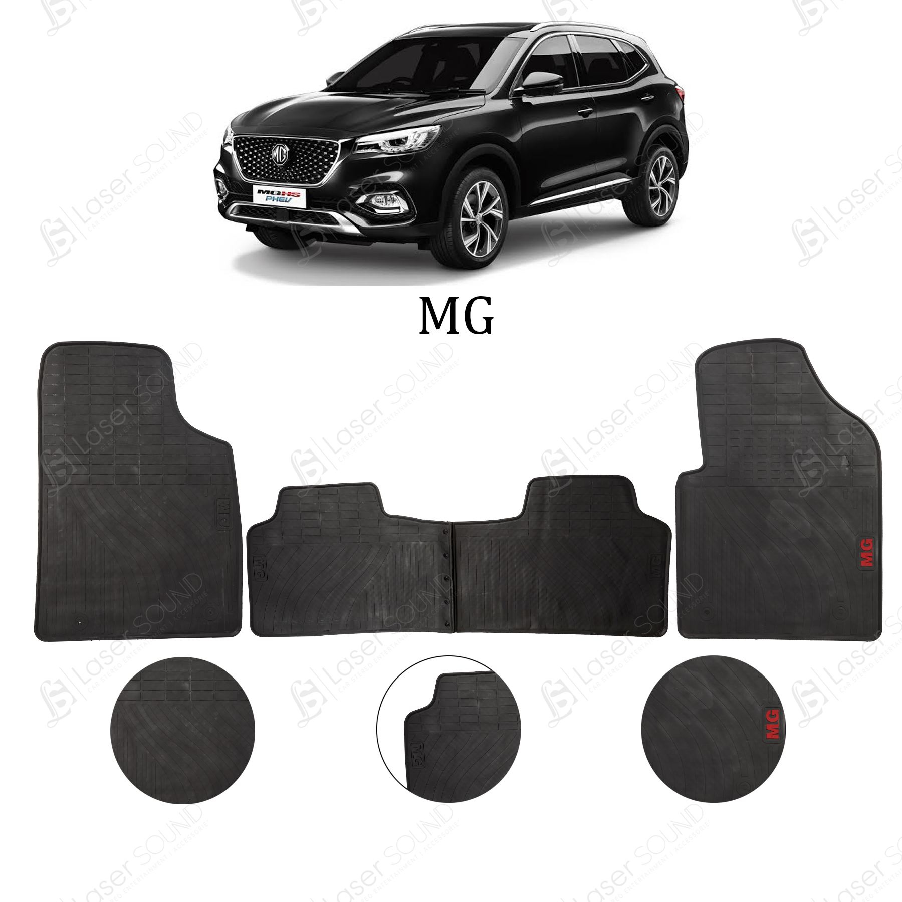 MG HS PVC Rubber Floor Mat Black 3 Pcs