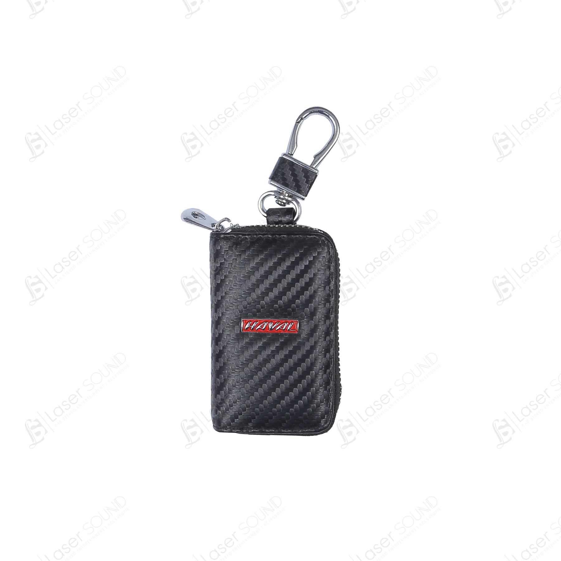 HAVAL Zipper Carbon Fiber Key Cover Pouch Black with Keychain Ring