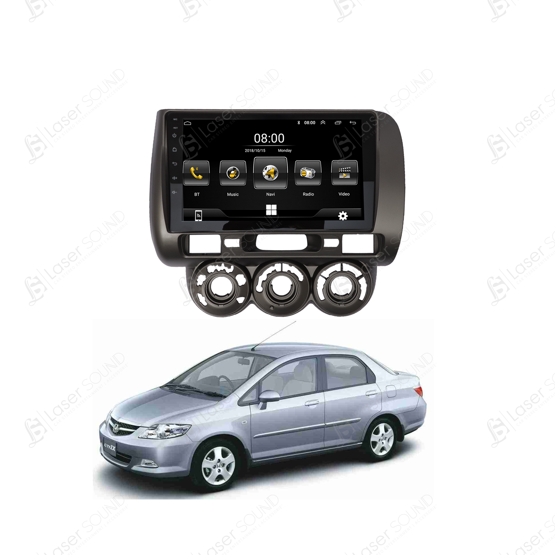 Honda City 2004 to 2008 Android Panel HD Player IPS Display Multimedia